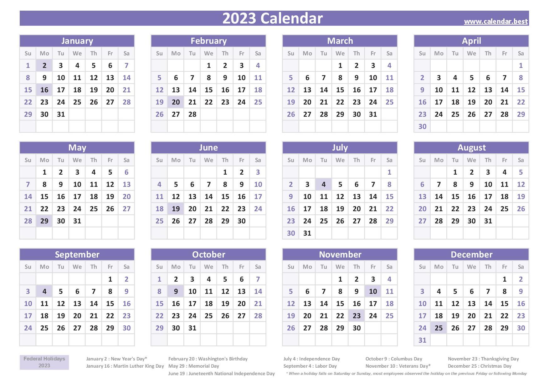 2023 Calendar With Week Number Printable Calendar 2023