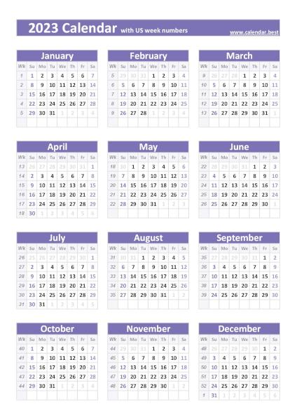 2023 Calendar With Week Numbers US And ISO Week Numbers 2023 Calendar With Week Numbers US And ISO Week Numbers