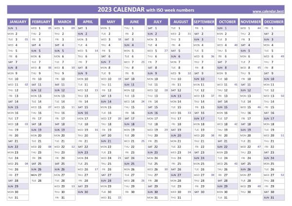 2023 calendar with week numbers (US and ISO week numbers) 2023 calendar with week numbers (US and ISO week numbers)