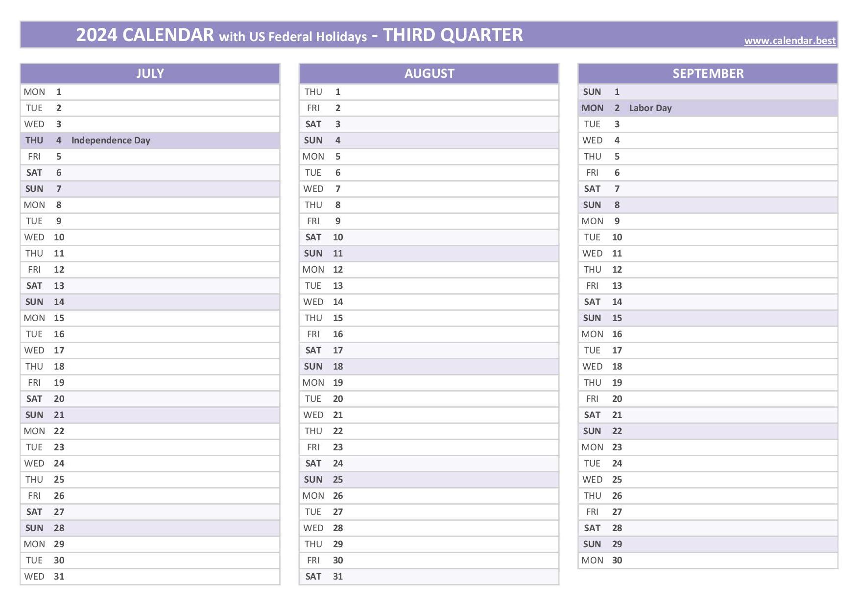 3rd Quarter 2024 Calendar With Holidays - Eden Nessie 3rd Quarter 2024 Calendar With Holidays - Eden Nessie