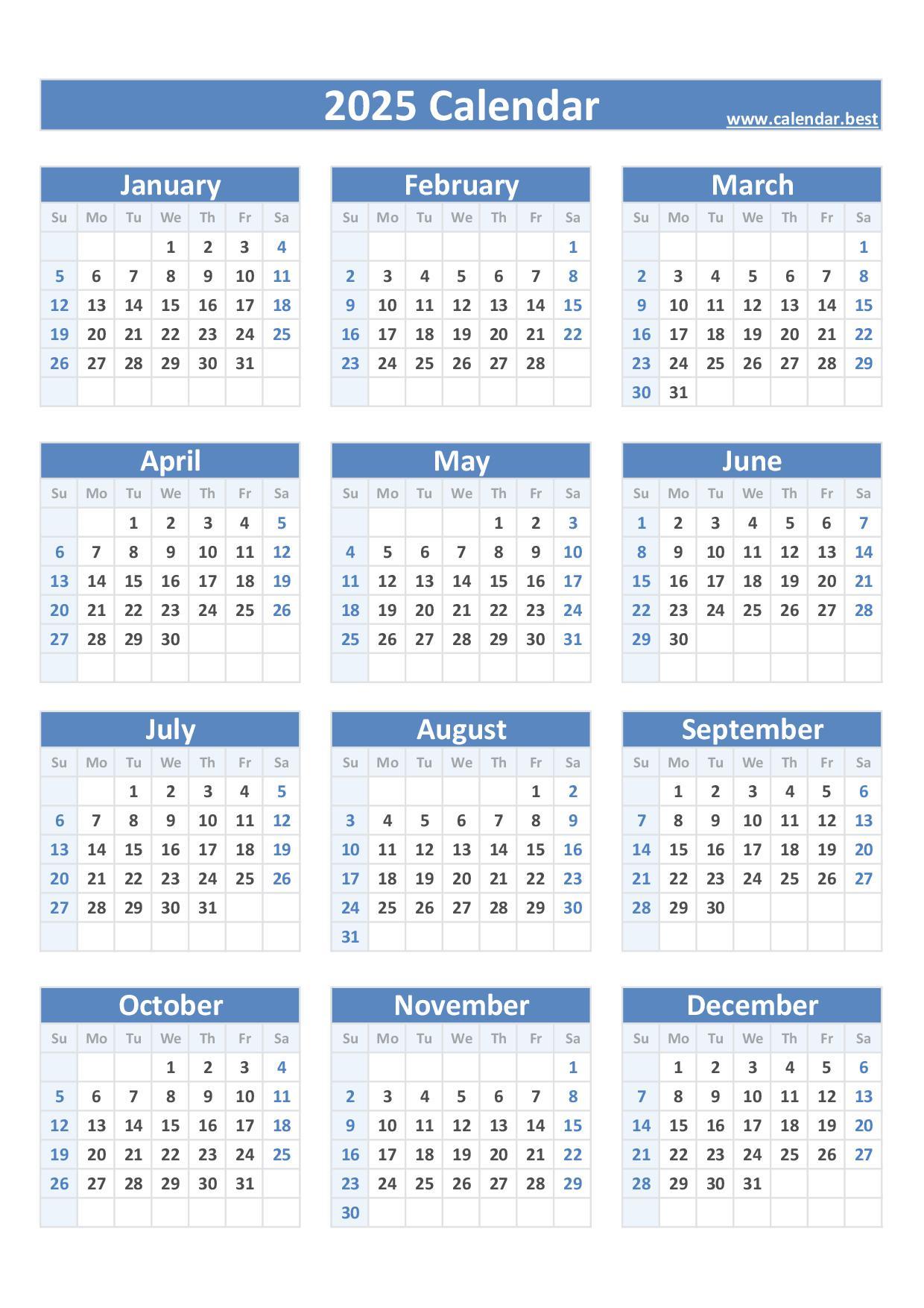 Calendar 2025 A4 Mary B Anglin